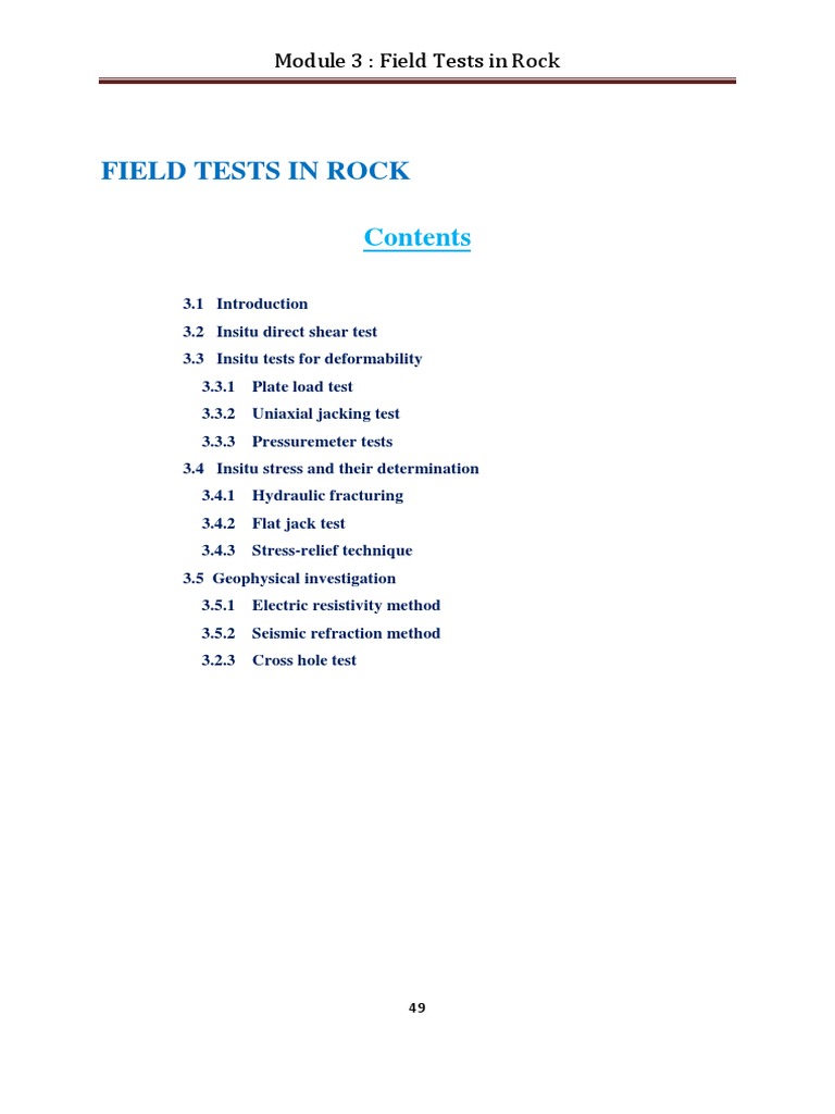 UNIT 4 Field Tests in Rock | Download Free PDF | Seismology | Stress ...