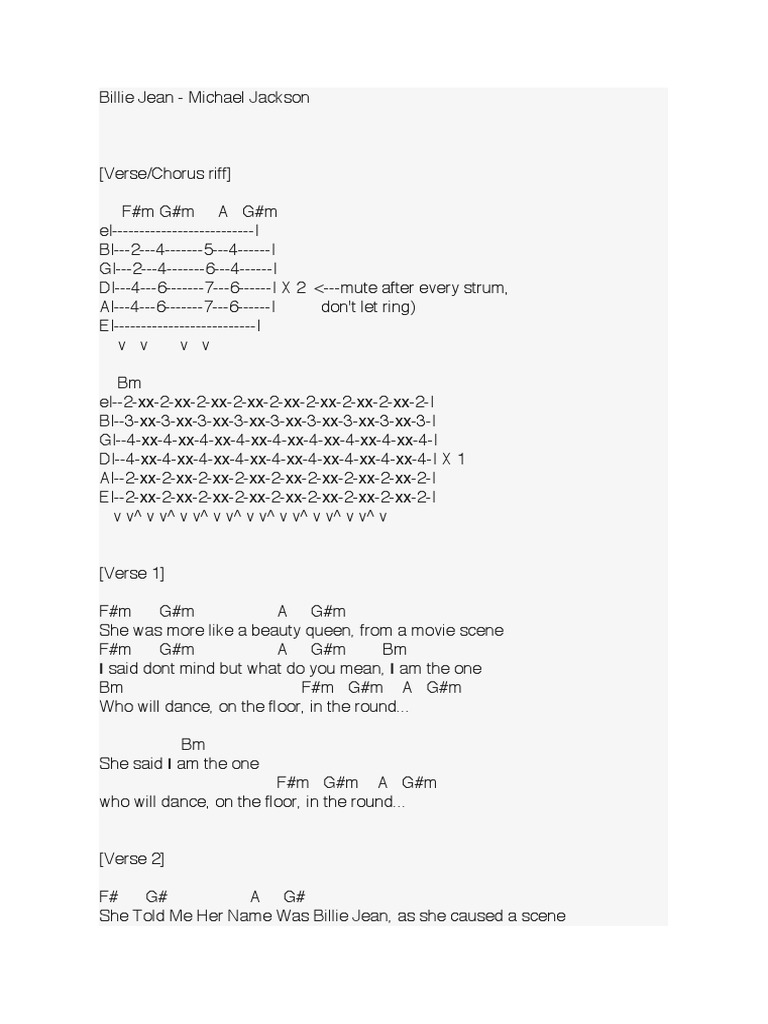 Billie Jean - Michael Jackson | PDF | Song Structure | Songs