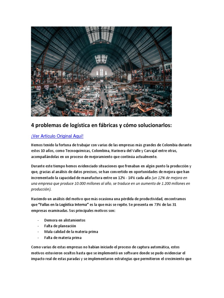 4 Problemas de Logística en Fábricas y Cómo Solucionarlos | PDF ...