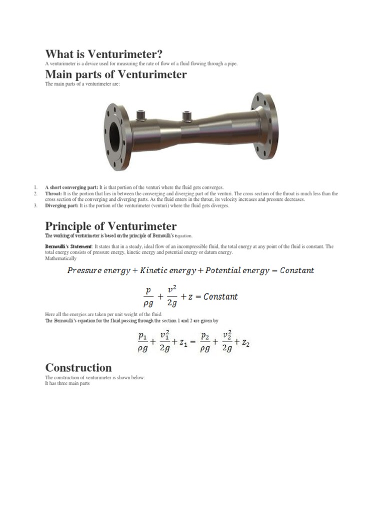 Venturi Meter | Fluid Mechanics | Classical Mechanics