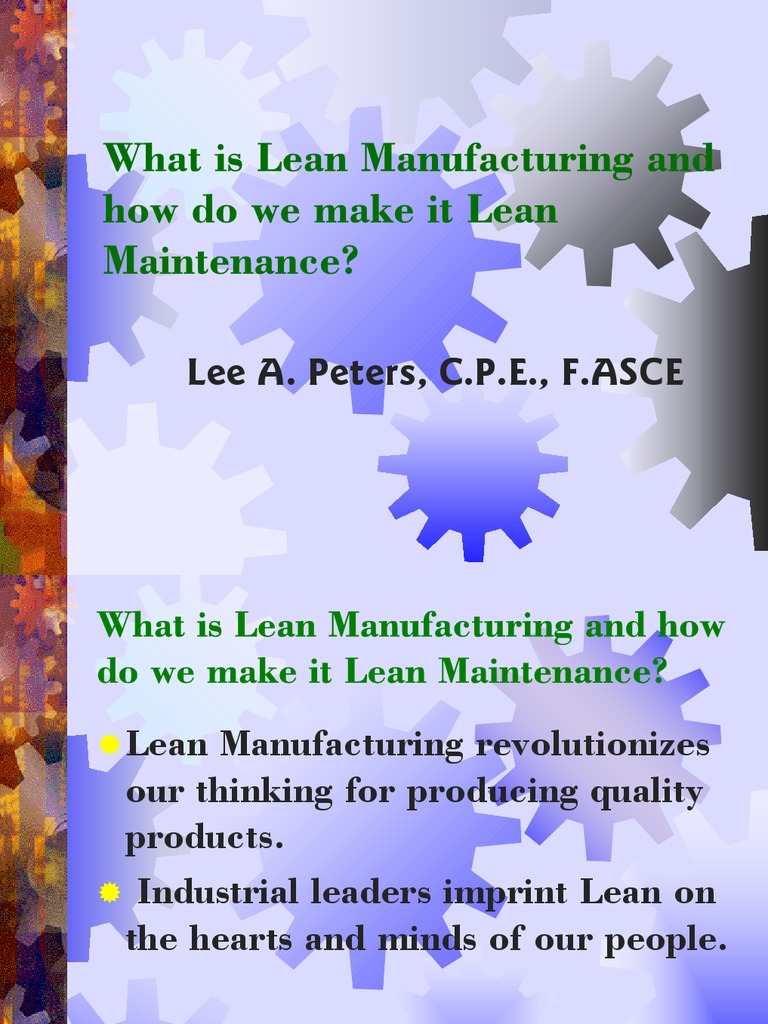 What Is Lean Manufacturing and How Do We Make It Lean Maintenance | PDF ...