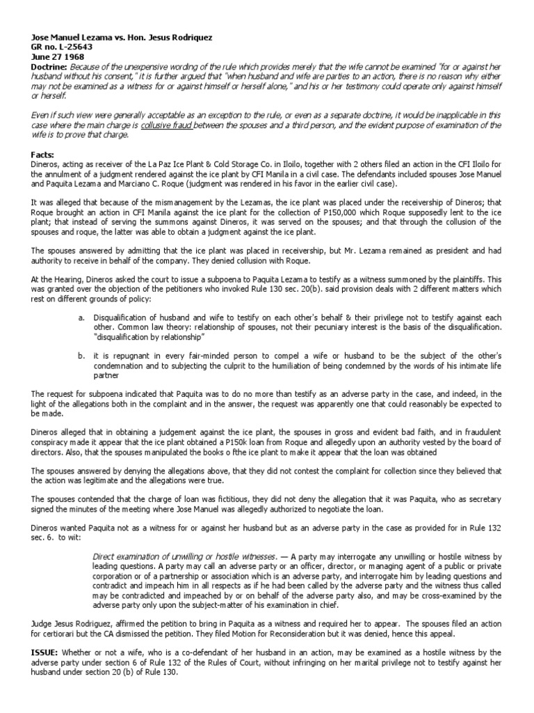 Jose Manuel Lezama vs. Hon. Jesus Rodriquez | PDF | Witness | Witness Impeachment