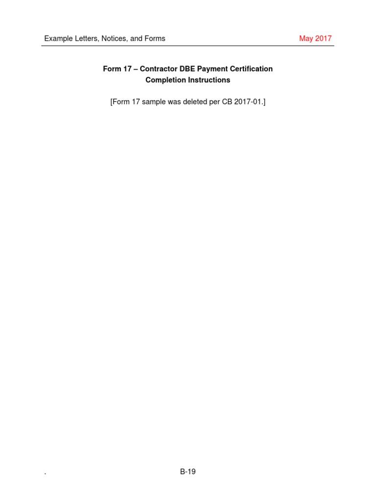 Form 17 - Contractor DBE Payment Certification Completion Instructions ...