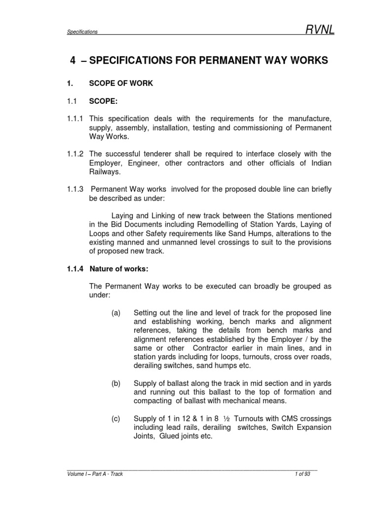 04 - Part A - Track | PDF | Track (Rail Transport) | Specification ...