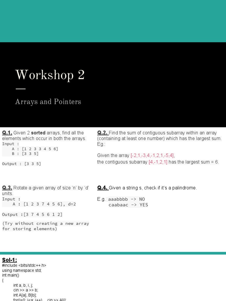 Workshop 2: Arrays and Pointers | PDF | Software Development | Computer Data