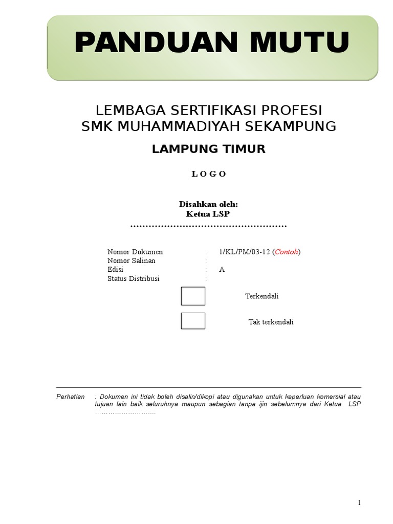 Panduan Mutu LSP | PDF