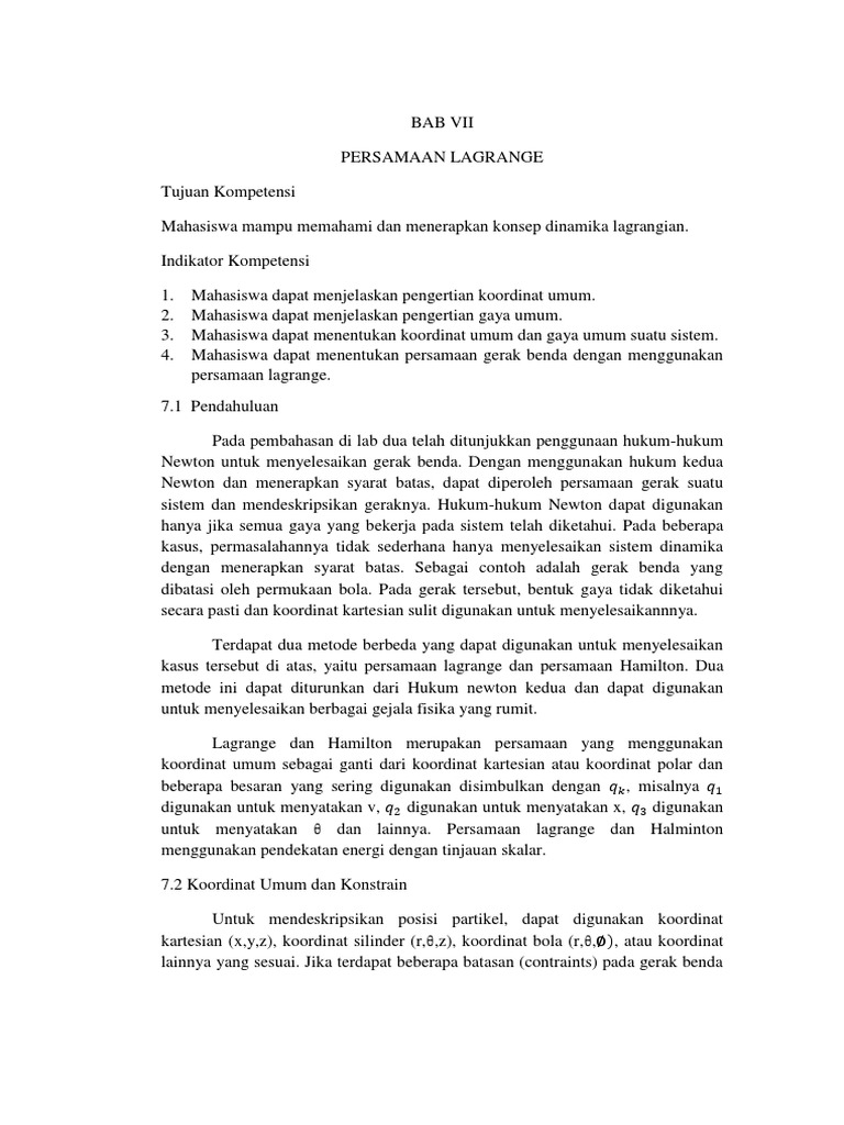 Persamaan Lagrange | PDF