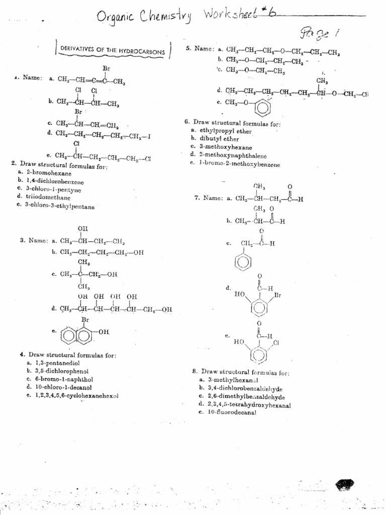 Organic Chemistry Worksheet 6 | PDF | Functional Group | Organic Chemistry
