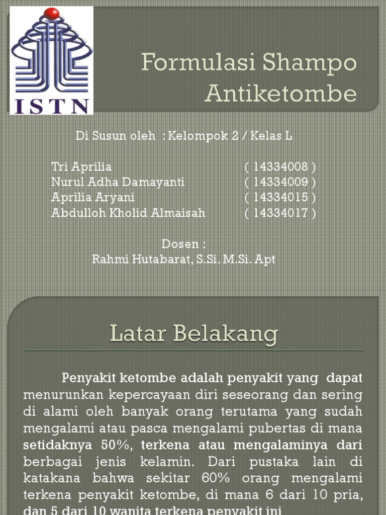 Formulasi Shampo Antiketombe Herbal | PDF