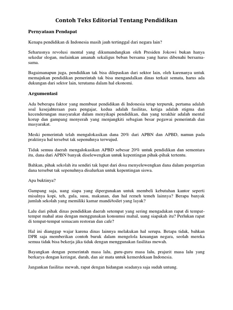 Teks Editorial Pendidikan dan Sekolah | PDF