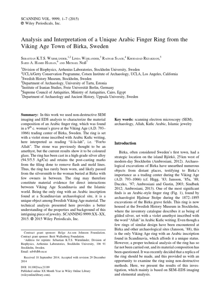 Arabic Finger Ring From The Viking Age of Birka, Sweden PDF | PDF ...