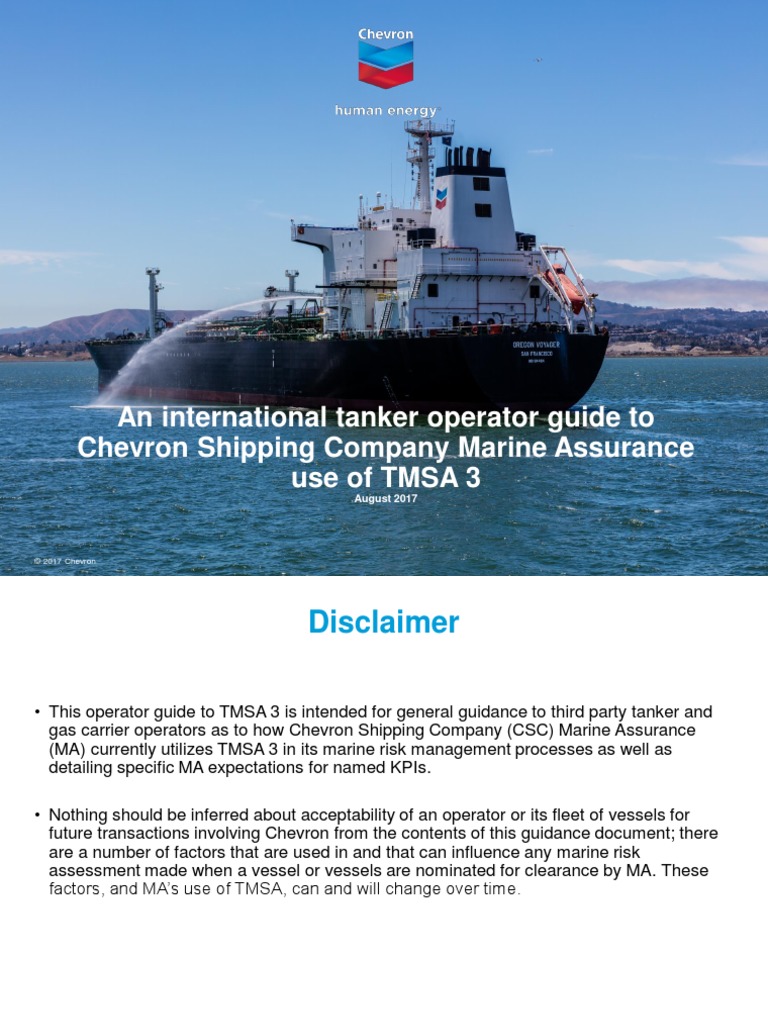 Operator Guide To Chevron Shipping Company Marine Assurance Use of TMSA ...