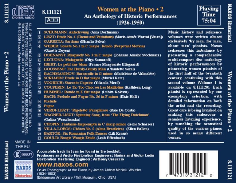 Women at The Piano - 2: An Anthology of Historic Performances (1926 ...