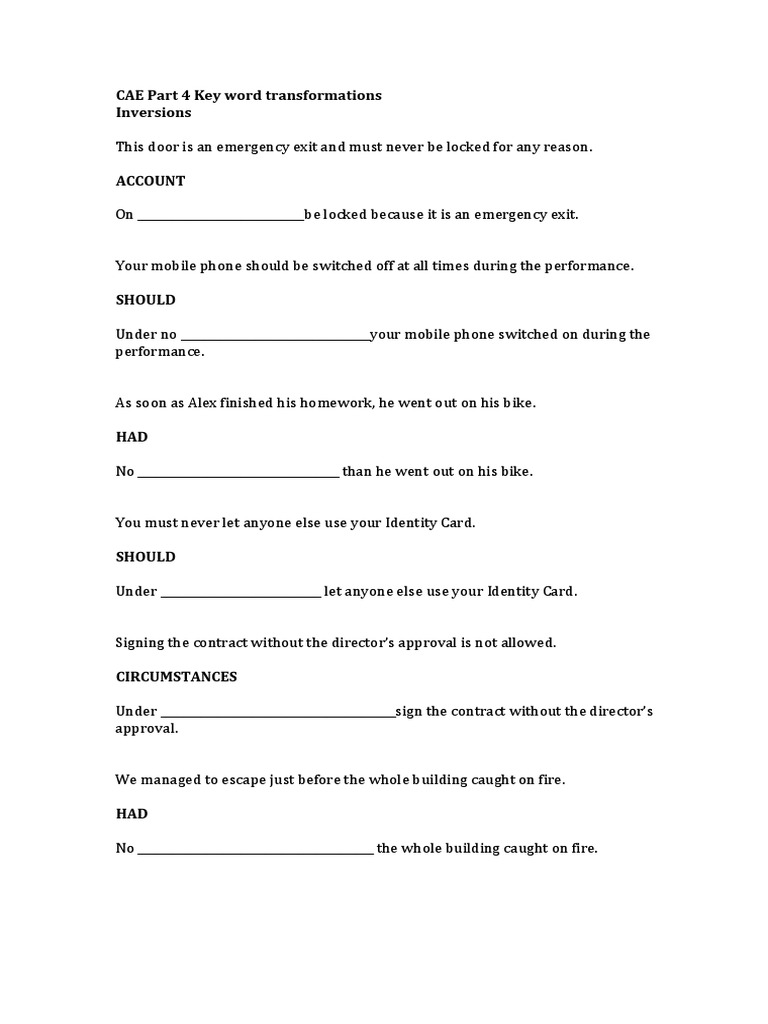 Cae Keyword Transformations Inversions | PDF