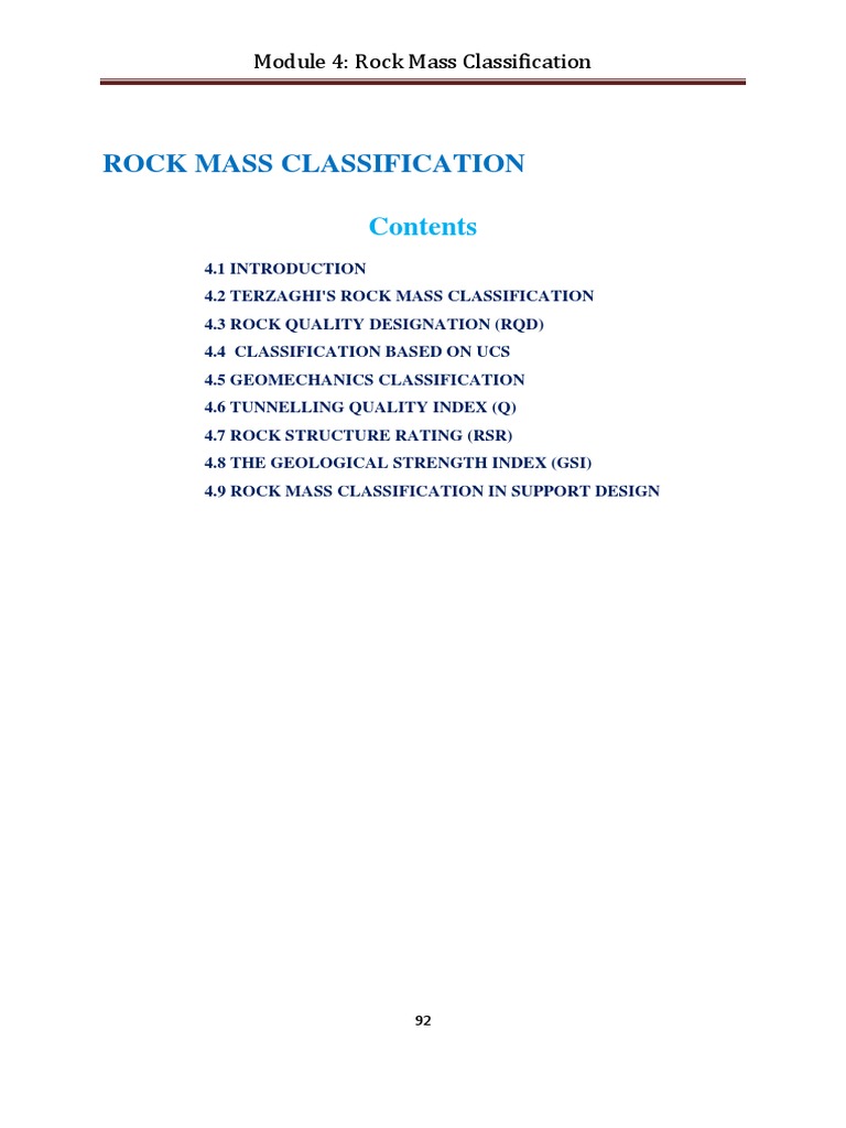 UNIT 1 Rock Mass Classification | PDF | Strength Of Materials ...