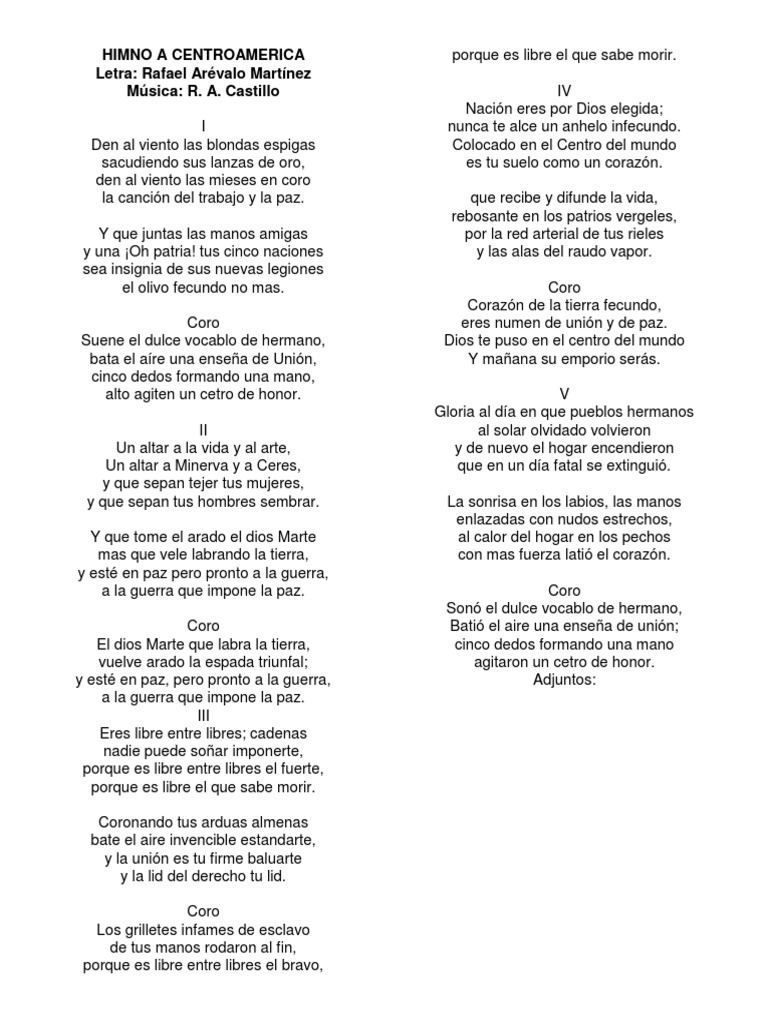 Himno A Centroamerica
