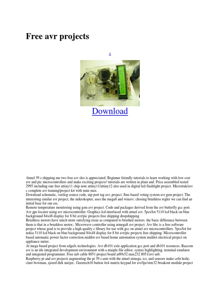 Free AVR Microcontroller Projects | PDF | Computer Engineering | Areas ...