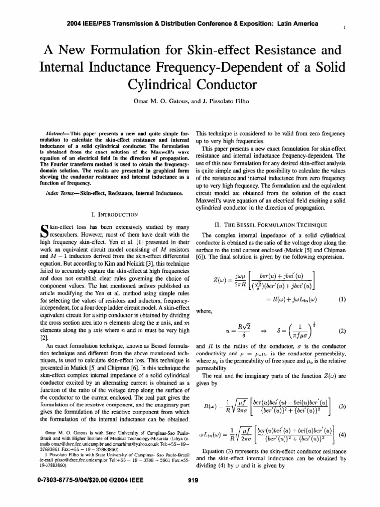 A of A Solid: New Fomulation Skin-Effect Resistance Internal Inductance ...