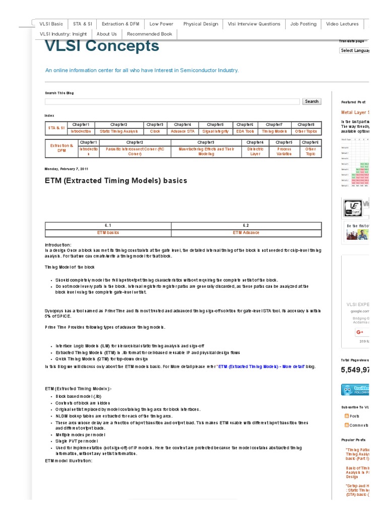 1ETM (Extracted Timing Models) Basics - VLSI Concepts | PDF ...