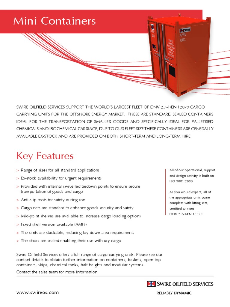 Swire Mini Containers Spec Sheet | PDF | Industries | Transport