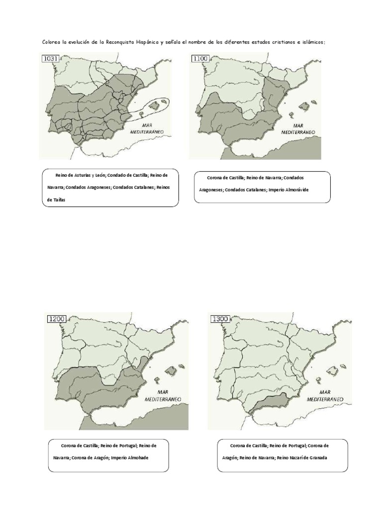 Ejercicios de Mapas Mudos de La Reconquista | Al Andalus | Reinos