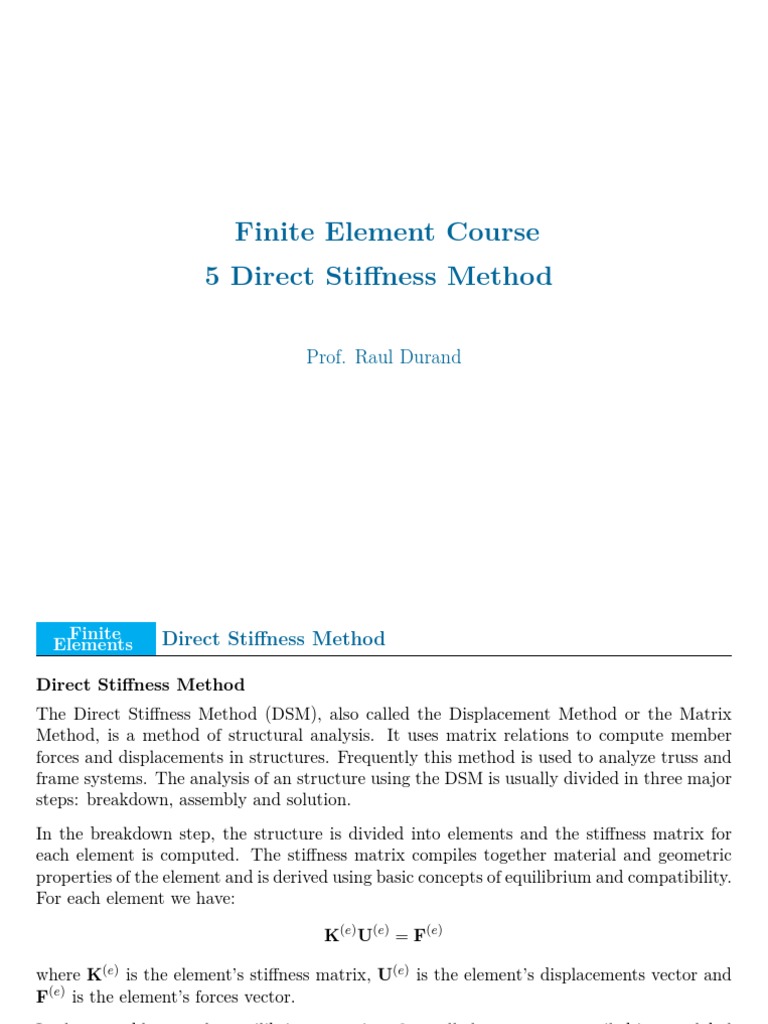 FEM - 5 Direct Stiffness Method | PDF | Teaching Mathematics | Classical Mechanics