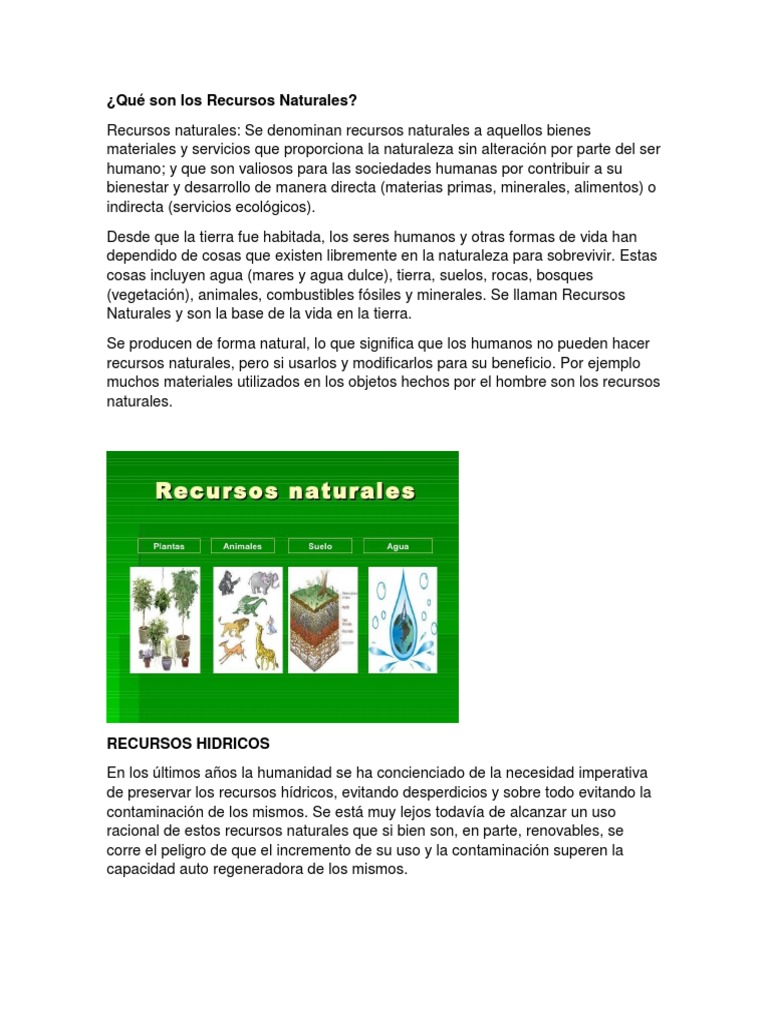Qué Son Los Recursos Naturales | PDF | Recursos hídricos | Agua