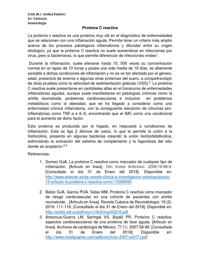 Proteína C Reactiva | PDF | Proteína C-reactiva | Inflamación