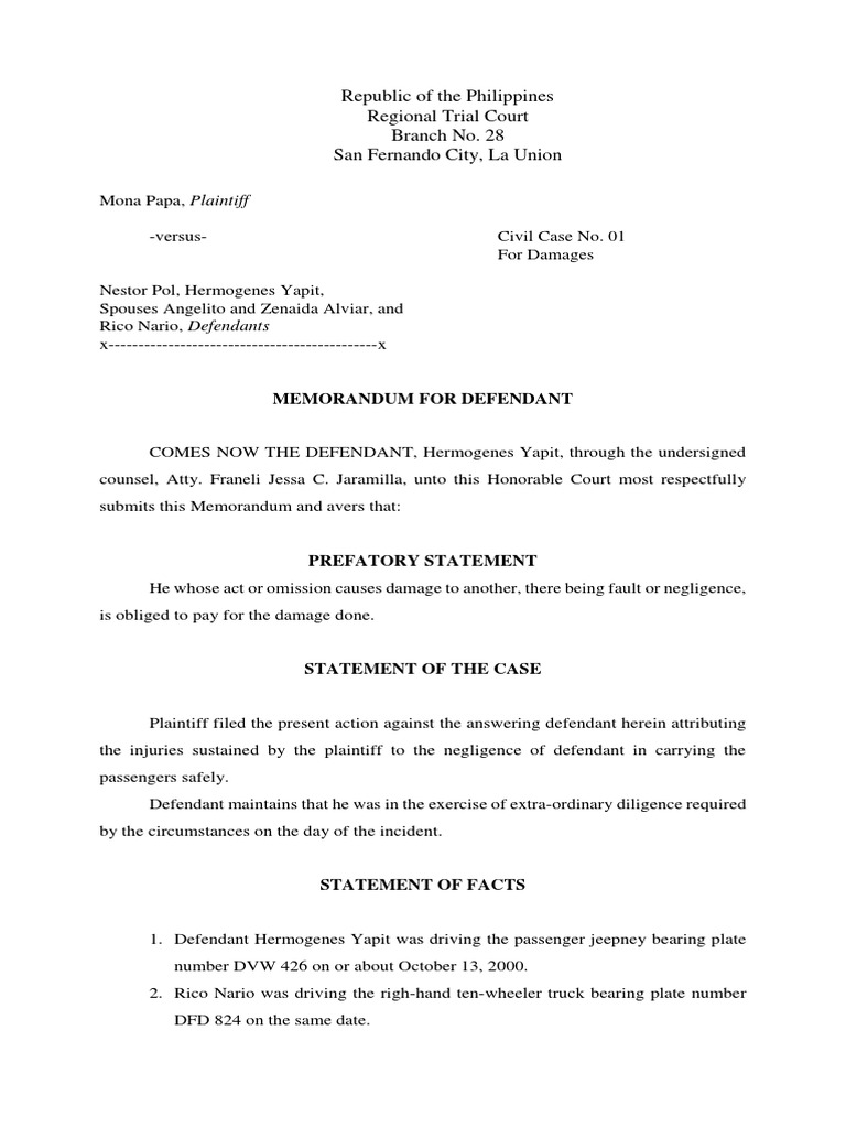 Memorandum | Download Free PDF | Negligence | Proximate Cause