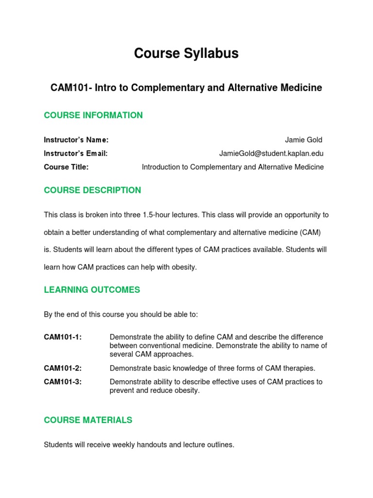Cam Course Syllabus | PDF