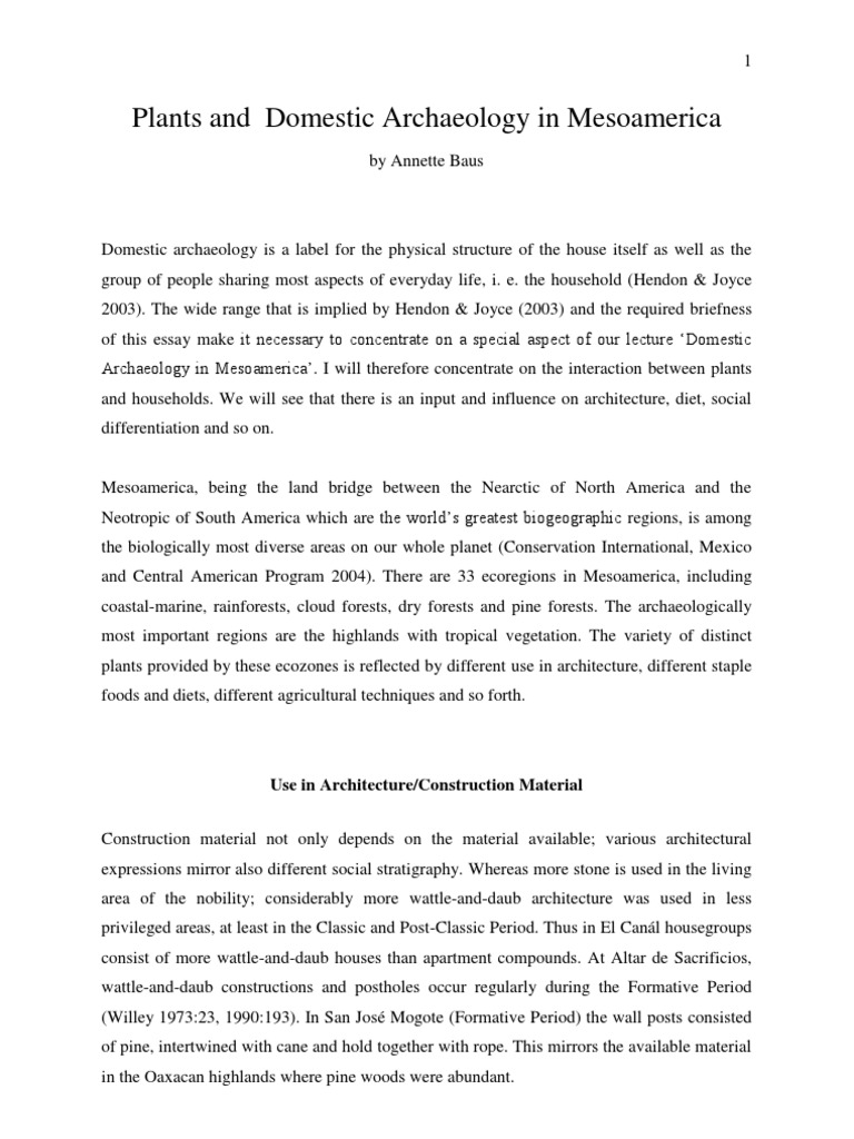 Plants and Domestic Archaeology in Meso America | PDF | Mesoamerica ...