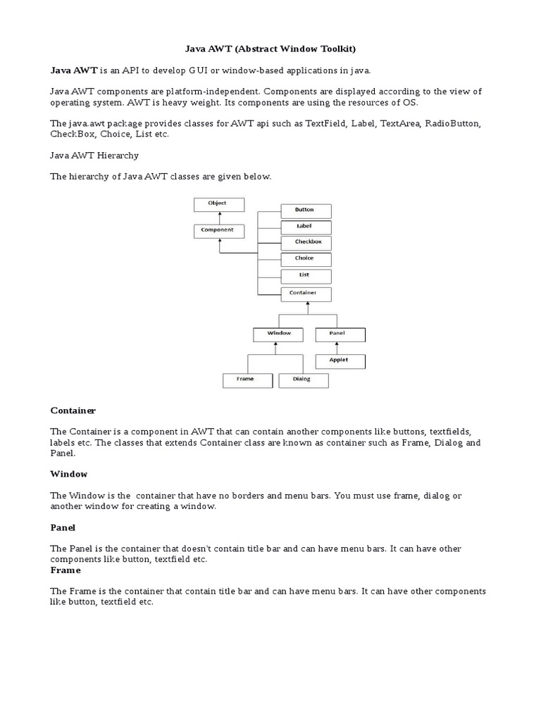 Java Awt Components And Jdbc Pdf Class Computer Programming Java Programming Language 3380