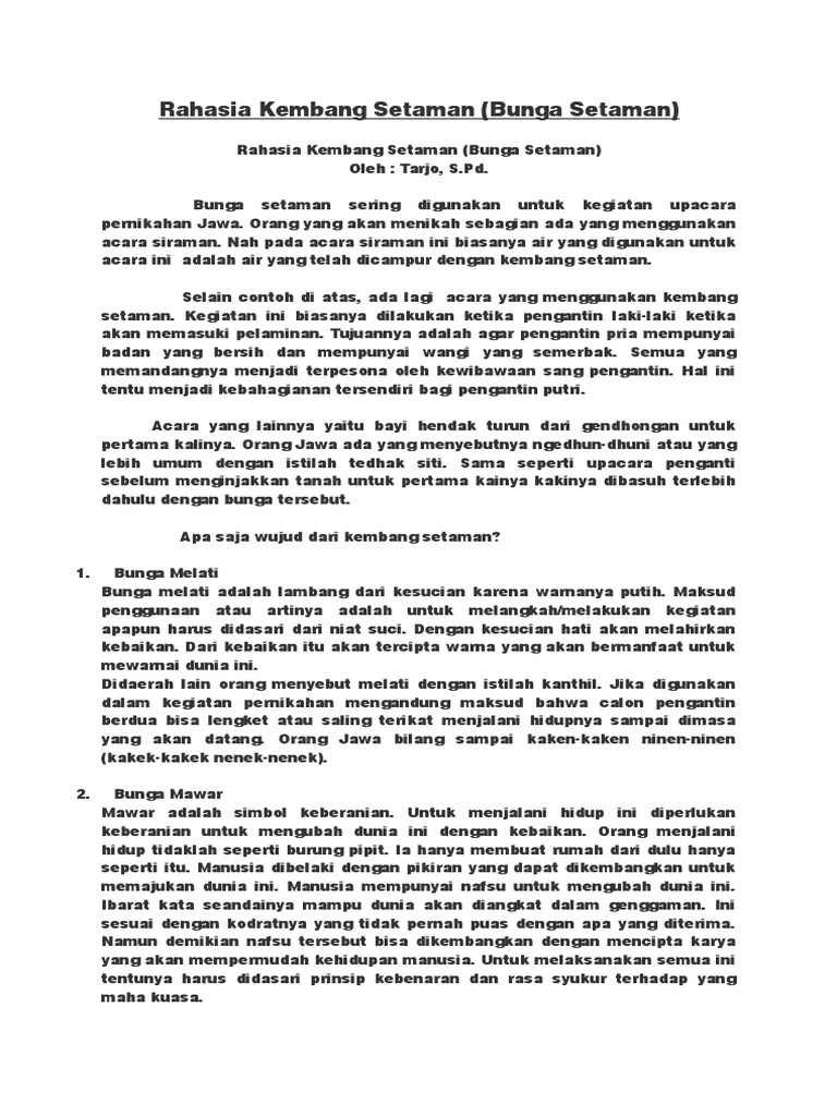 Rahasia Kembang Setaman | PDF | Griya & Taman