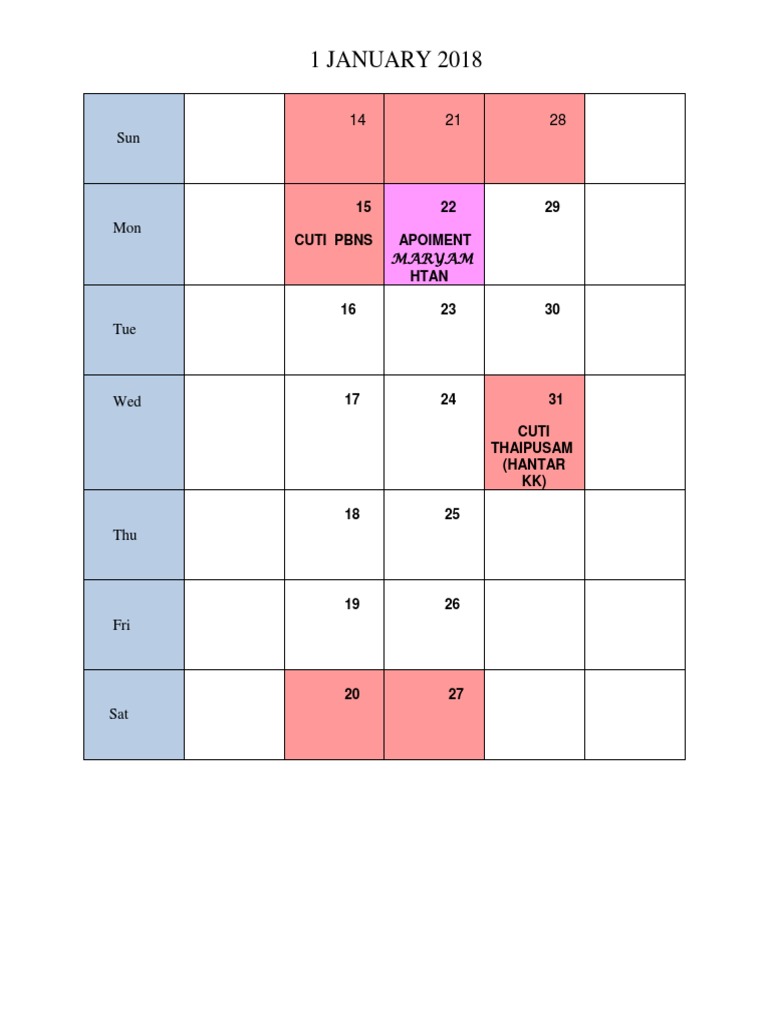 Kalender - 2018 | PDF