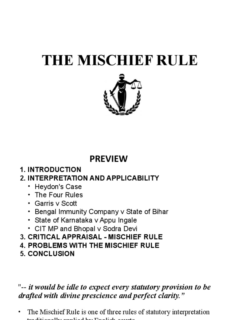 The Mischief Rule | Statutory Interpretation | Virtue