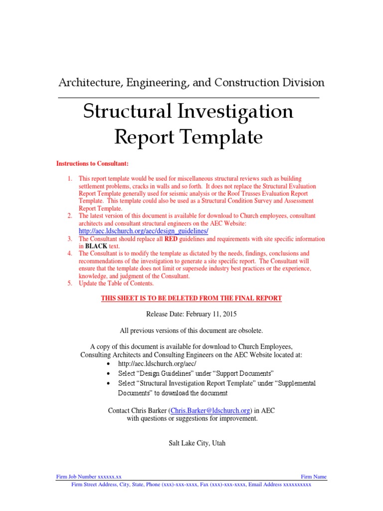 Structural Investigation Report Template | PDF | Architect | Consultant