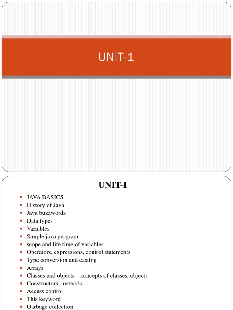 Unit 1 Pdf Java Programming Language Constructor Object