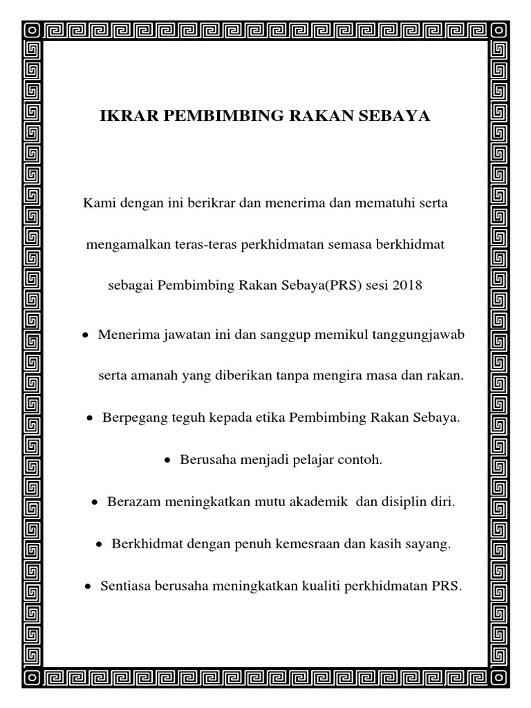 Ikrar Pembimbing Rakan Sebaya | PDF | Pengembangan Diri | Gaya Hidup
