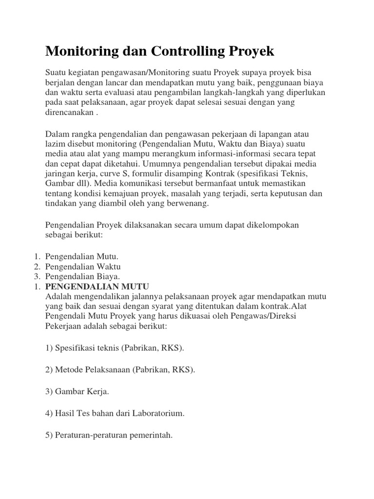Monitoring Dan Controlling Proyek | PDF