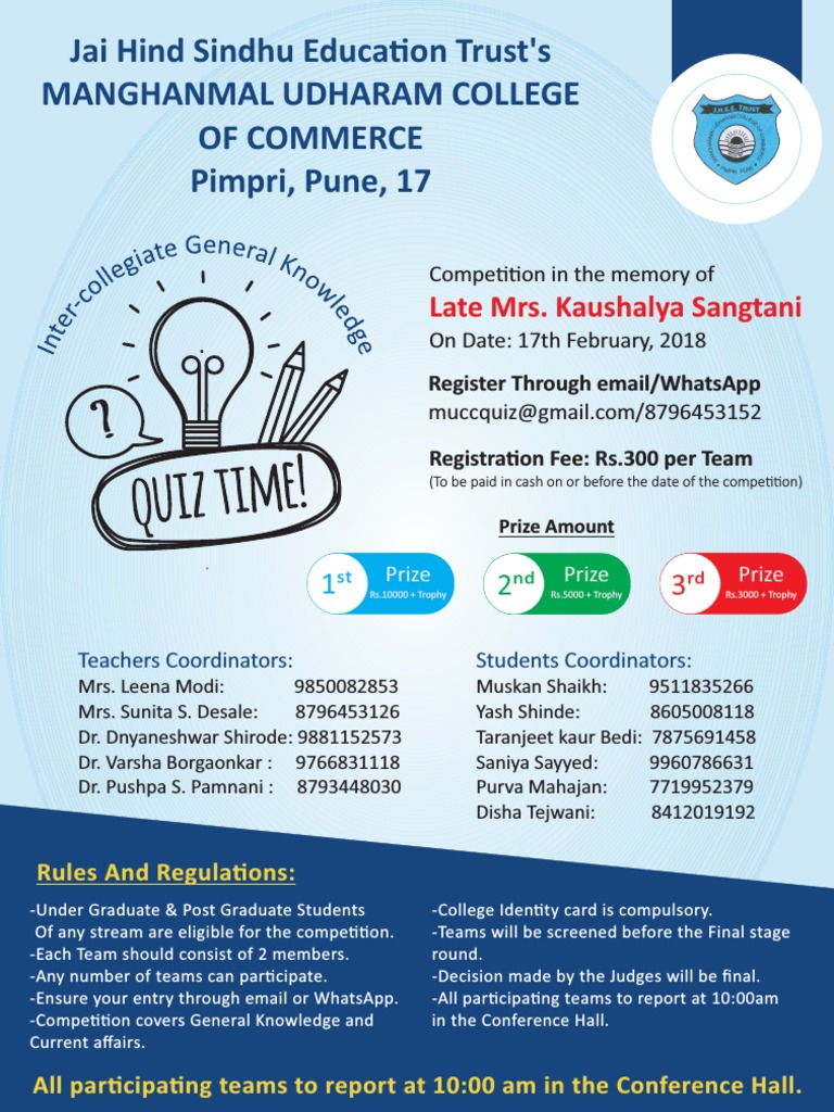 College Quiz Competition Notice | PDF
