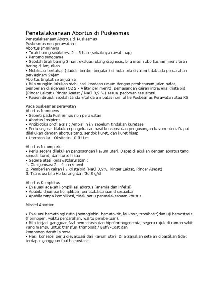 Penatalaksanaan Abortus di Puskesmas | PDF | Kesehatan Holistik | Sains ...