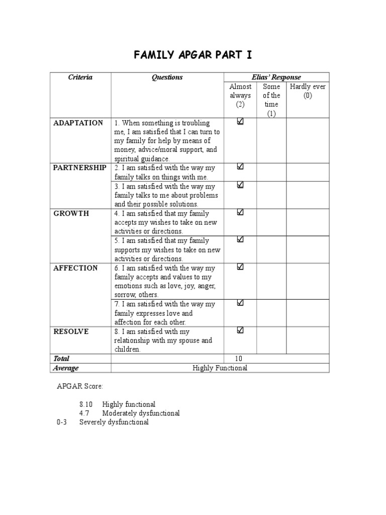 Family Apgar Part I | PDF | Born Again | Substance Abuse