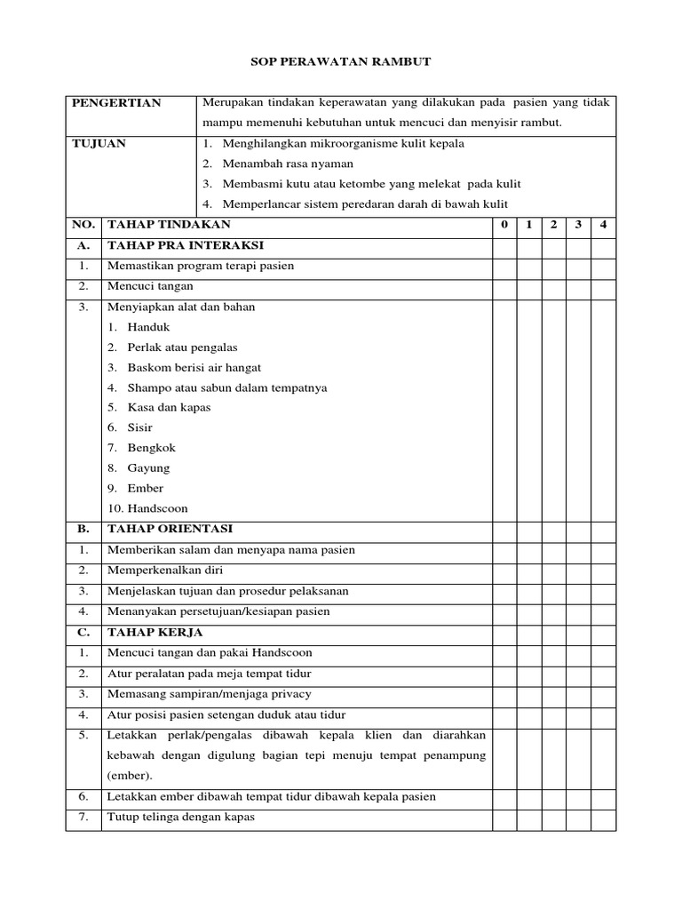 Sop Perawatan Rambut | PDF