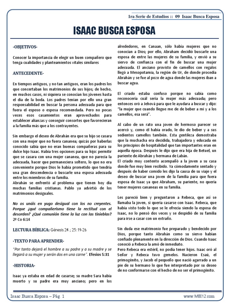 1ra Serie de Estudios_ 09 Isaac Busca Esposa | Abrahán | Isaac