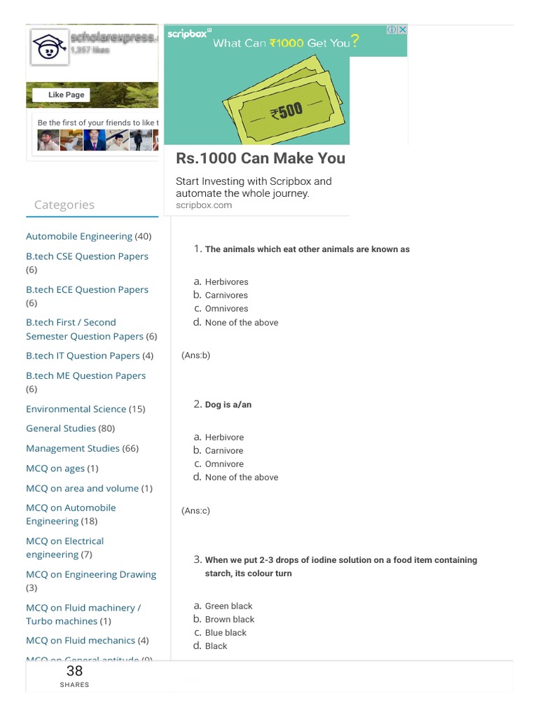 Multiple Choice Questions (MCQ) and Answers On General Science - Set 1 ...