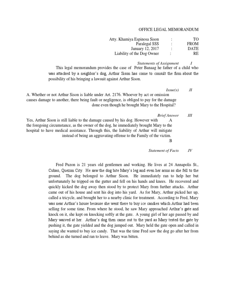 Office Legal Memorandum | PDF | Negligence | Common Law