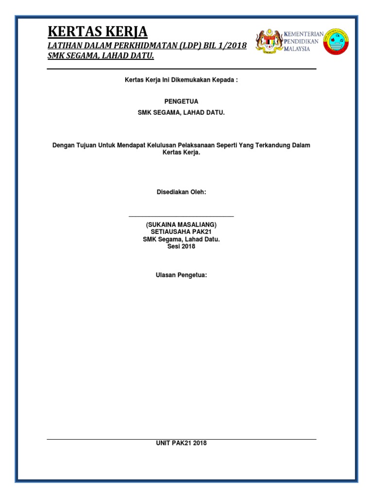 Kertas Kerja Ldp Ladap Pak 21 2018 Pdf
