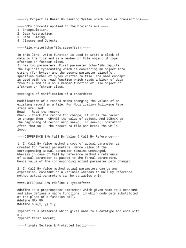 Viva Voice | PDF | Parameter (Computer Programming) | Inheritance (Object Oriented Programming)