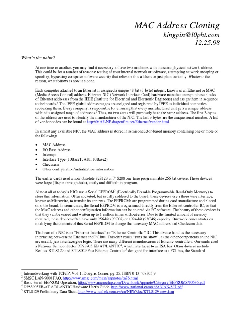 MAC Address Cloning | PDF | Network Interface Controller | Computer Network