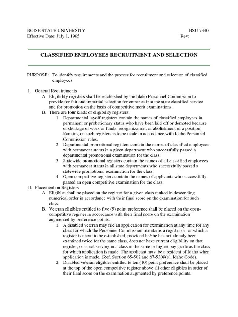 Classified Employees Recruitment and Selection | PDF | Disability ...